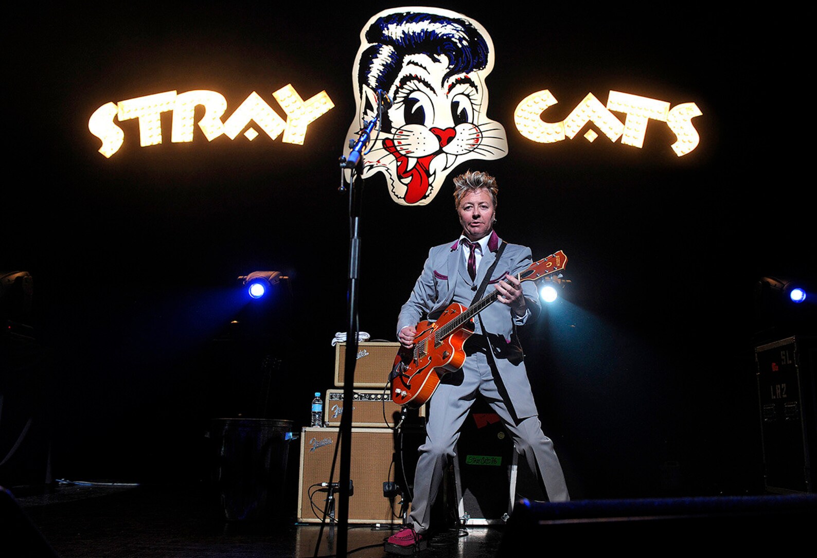 Stray Cats band poster / print Brian Setzer on stage with | Etsy