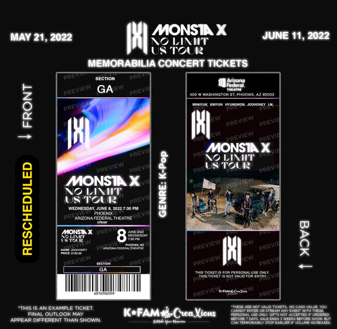 2022 MONSTA X No Limit U.S. TOUR K-pop Concert Tour Series - Etsy