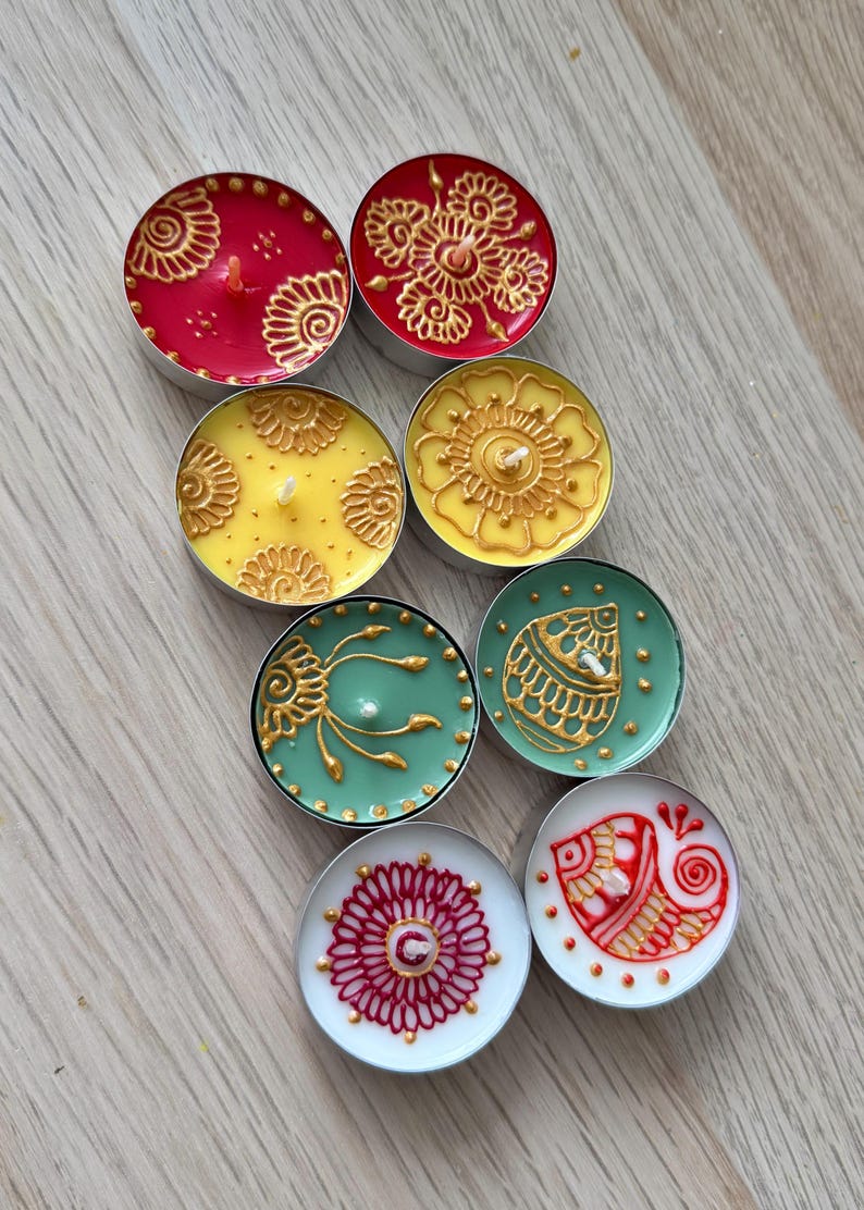 Personalised Mehndi Tealights Candles, Diwali, Scented Candles, Henna ...