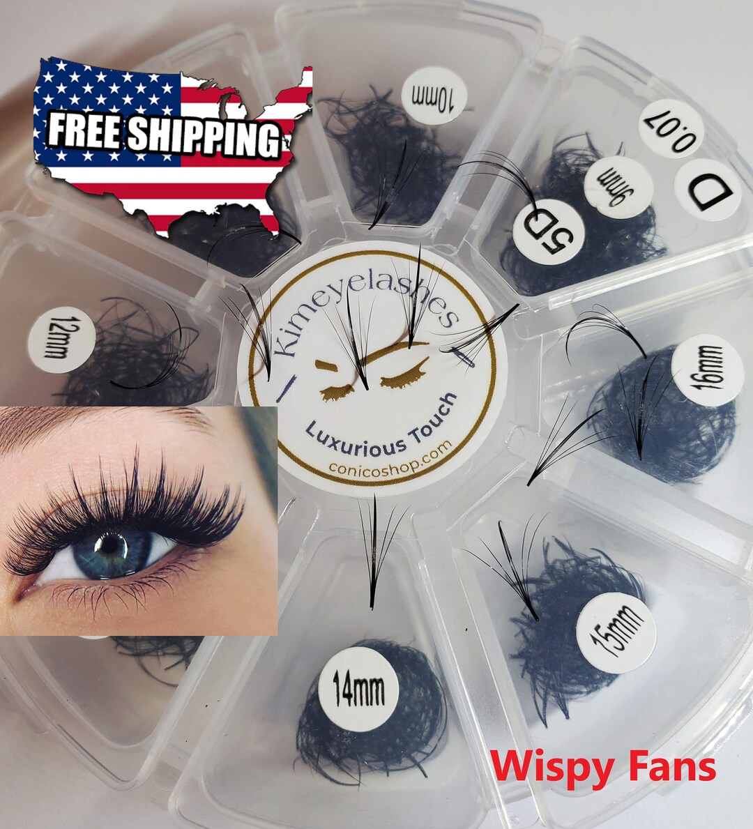5D 7D Wispy Lashes 1000 Fans 0.07 Mixed Lengths Premade Volume Loose ...