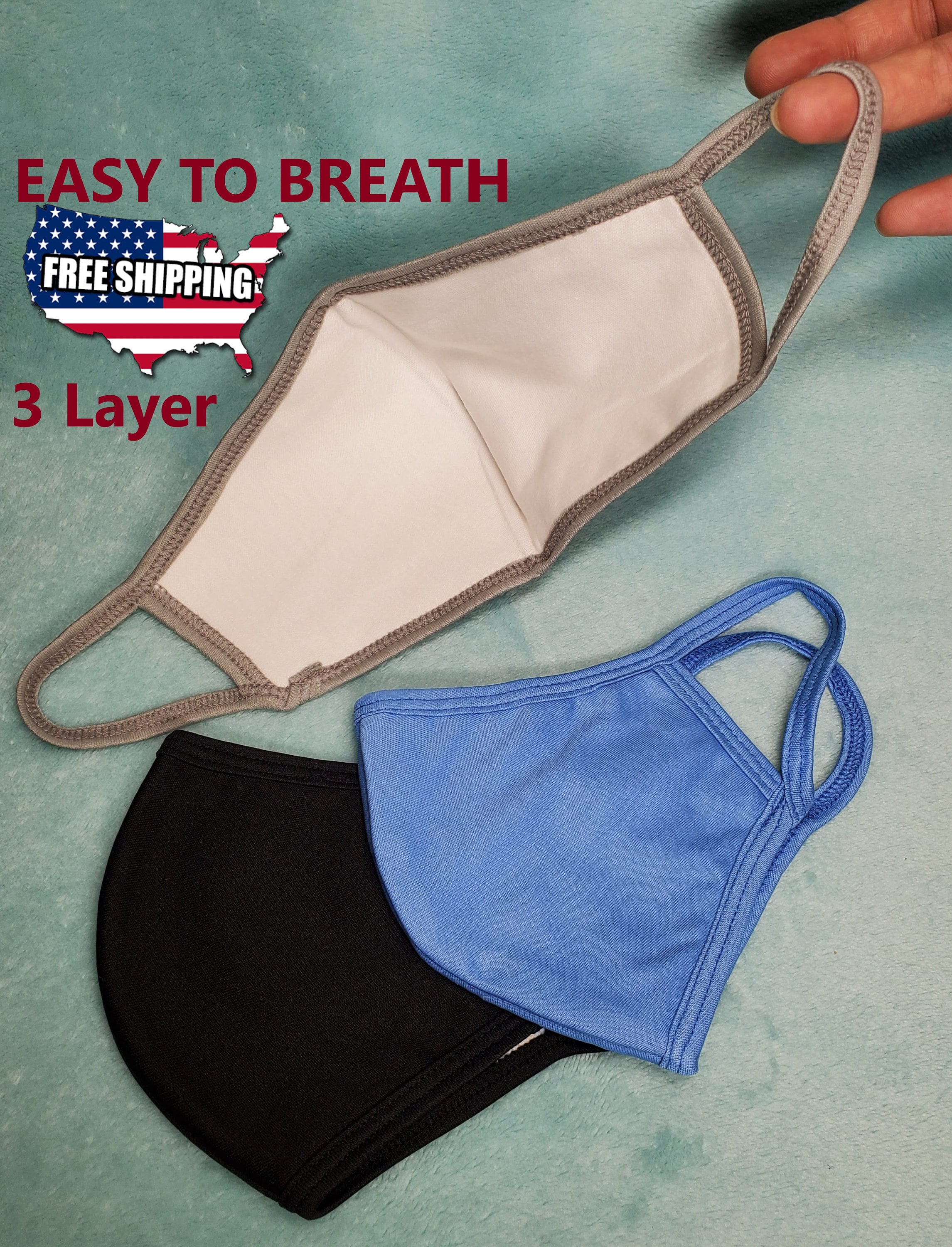 5 PACK Cotton Face mask Black Grey Blue Washable Reusable | Etsy