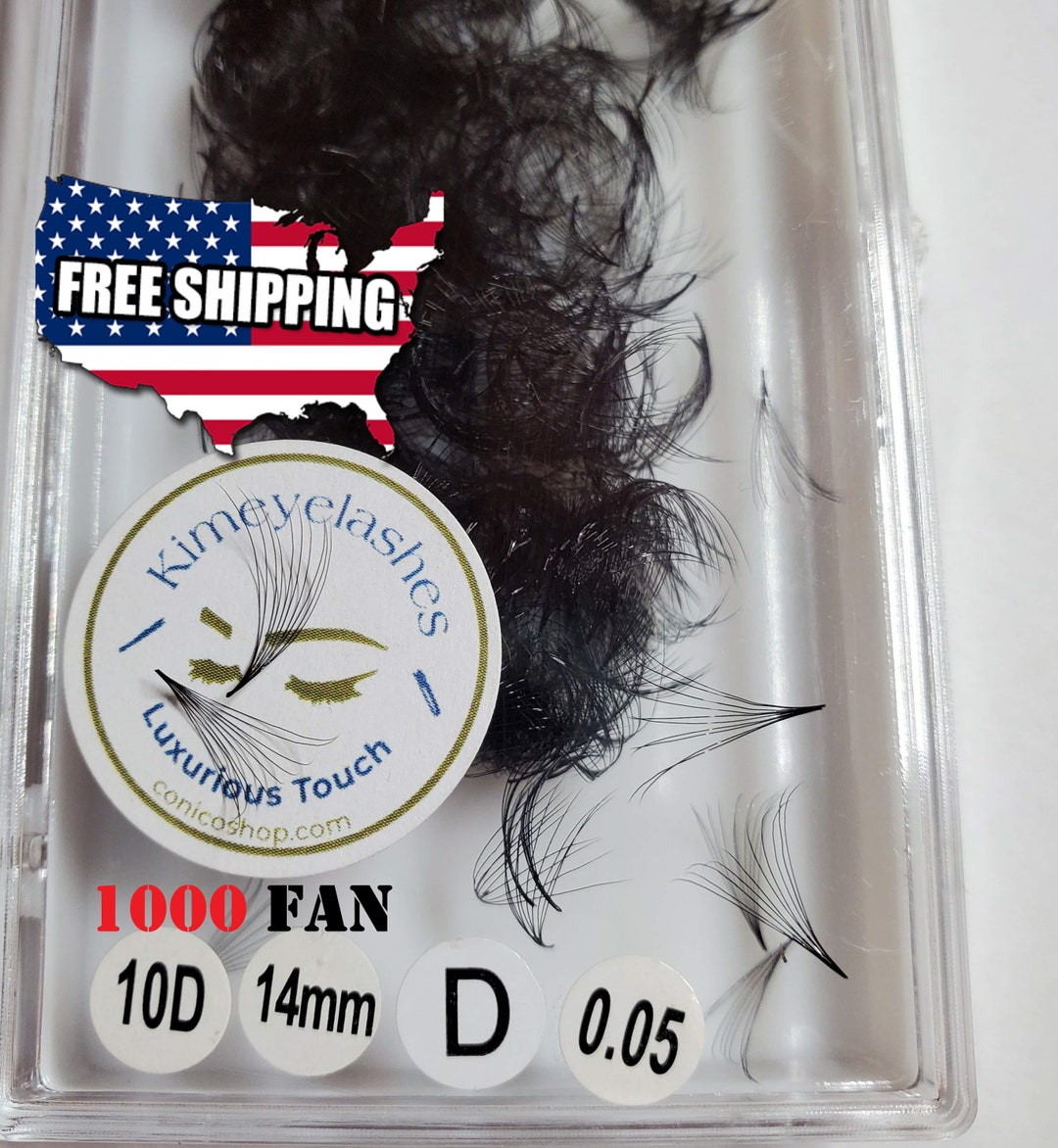 10D 1000 Fans Premade Mega Volume Loose Fans C, D Curl 0.05. Handmade ...