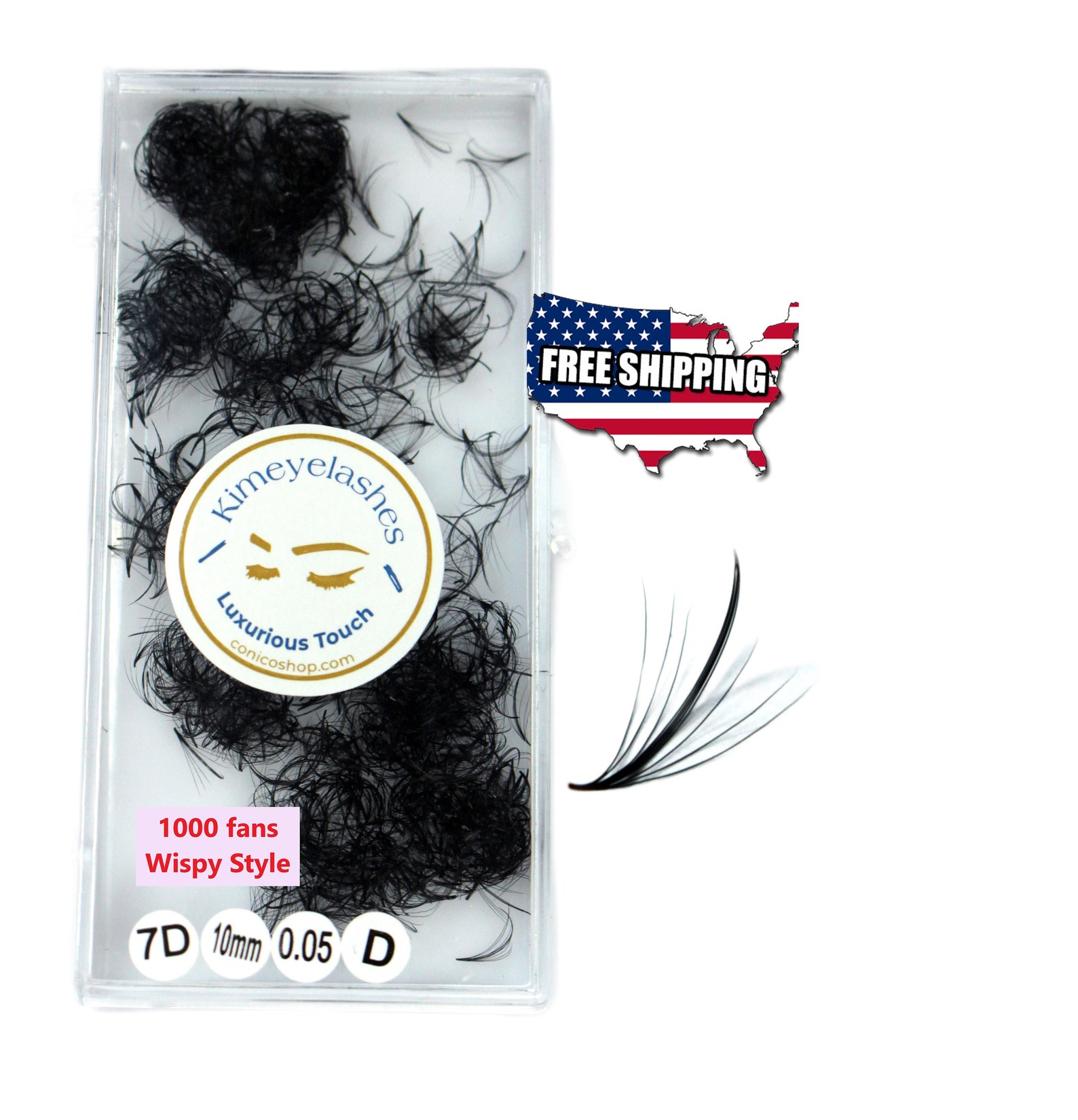 5D 7D Wispy Lashes 1000 Fans 0.07 Mixed Lengths Premade Volume Loose ...
