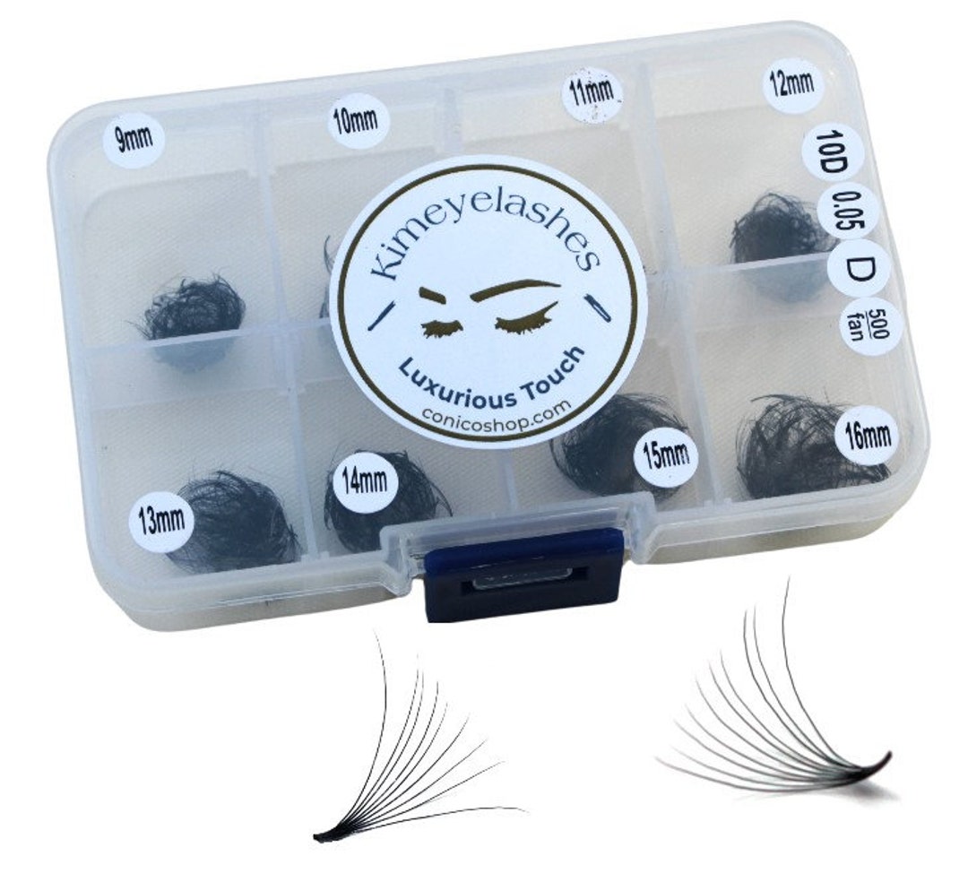 10D Premade Fans Wispy Lashes 500 Fans 0.05 0.07 Mixed Lengths Volume ...