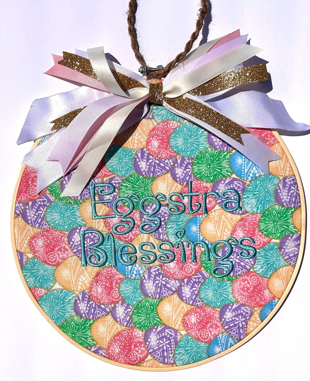Easter Wreath, "egg-stra Blessings" Embroidery Hoop , Easter Wall Decor ...