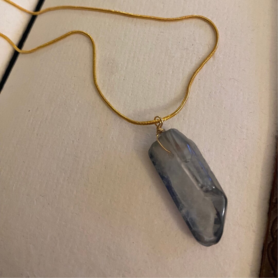 Handmade Blue Luster Precious Stone Necklace Fantasy Inspired - Etsy