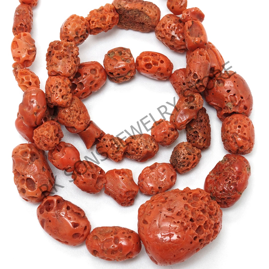 Antique Natural Red Coral Oval Shape Beads, Organic Red Coral Beads ...