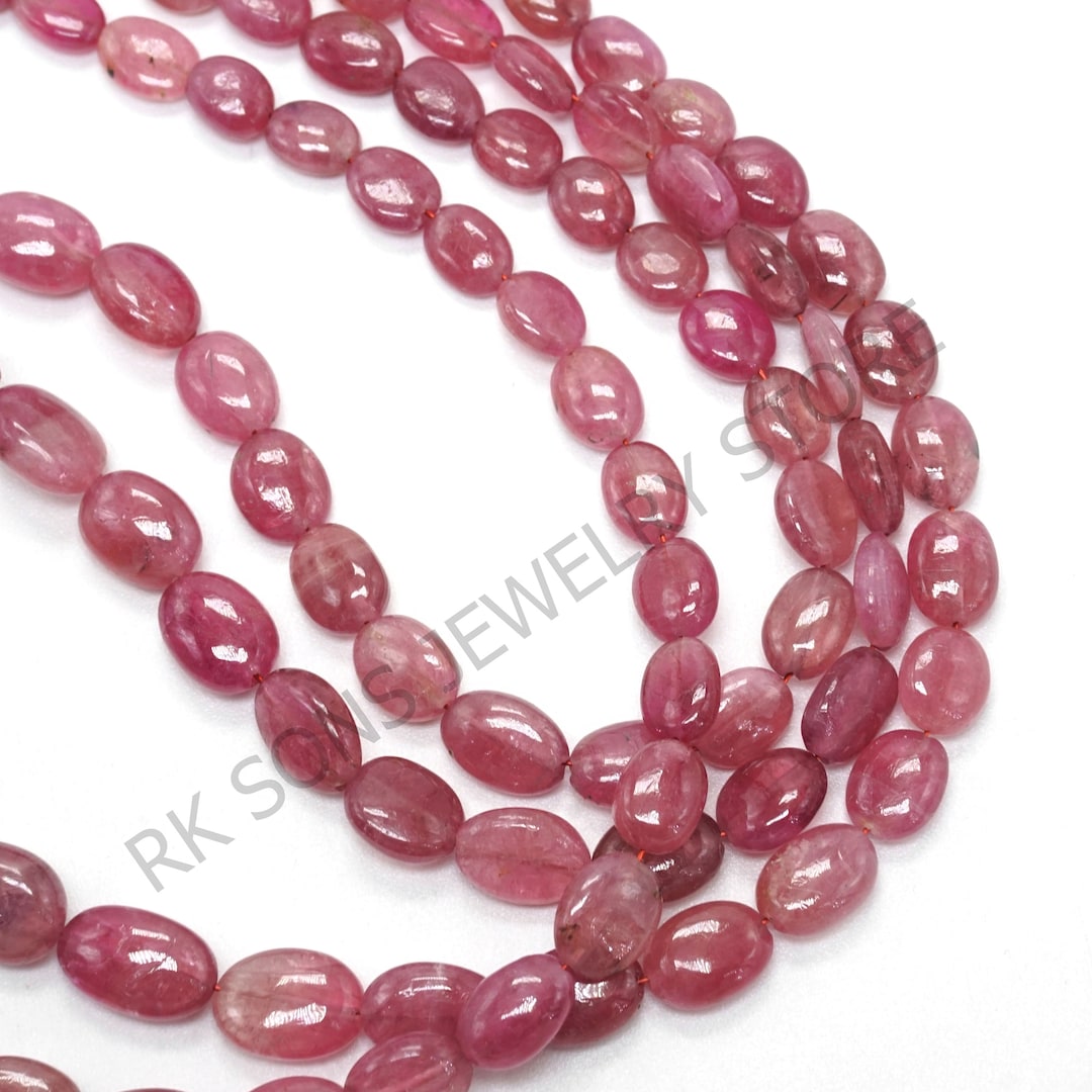 Natürliche Rosa Turmalin Perlen, AAA Rosa Turmalin Glatte Oval Perlen ...