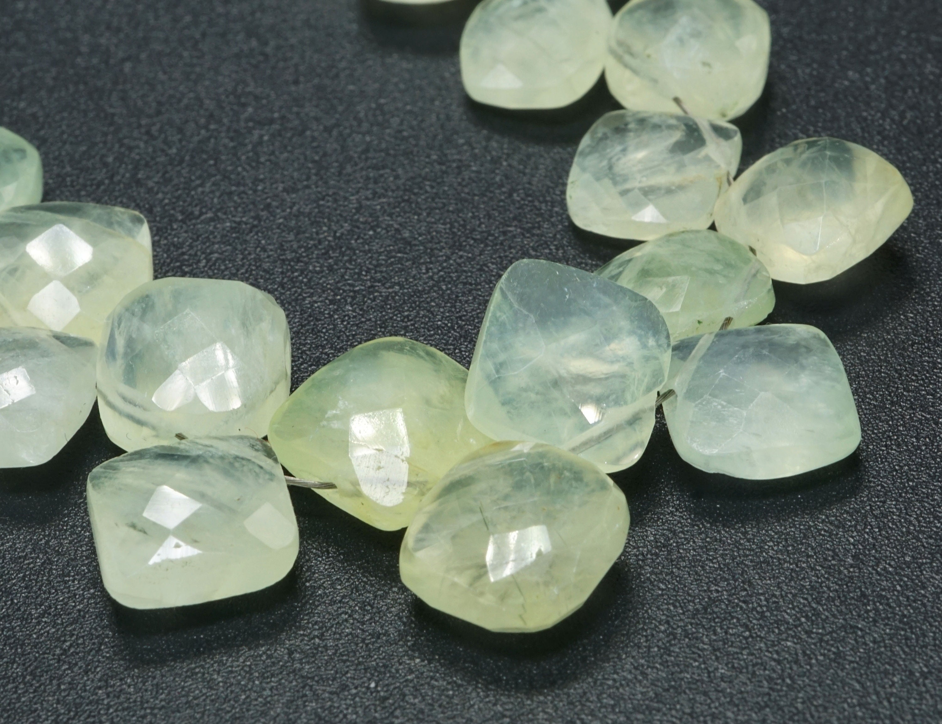 Natural Prehnite Beads, Faceted Coin Shape Beads, Prehnite Gemstone ...