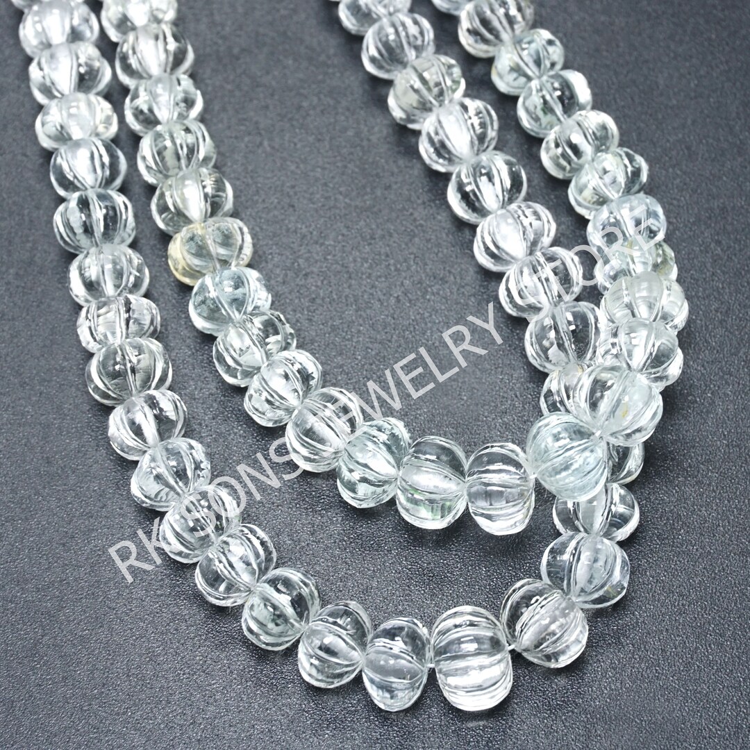 Extremely Rare White Topaz Carved Melon Beads, AAA+ Natural Topaz Beads ...