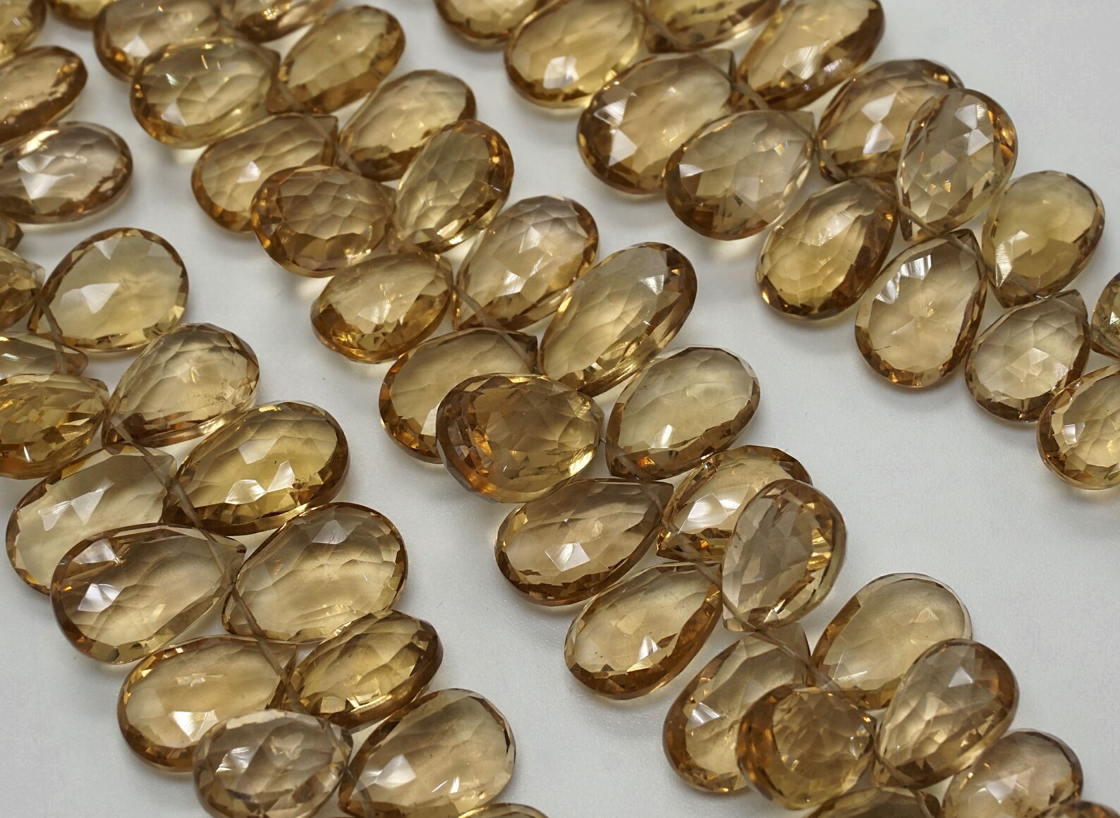 Champagne Topaz Beads, Natural Champagne Topaz Faceted Briolette Beads ...