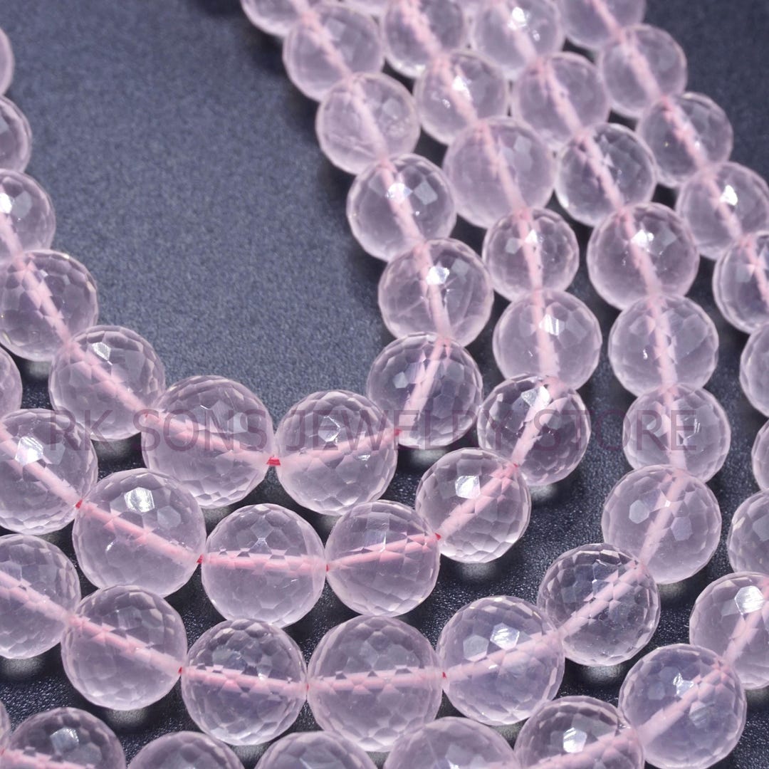 AAA+ Natural Rose Quartz Round Beads, Rose Quartz Faceted Round Beads ...