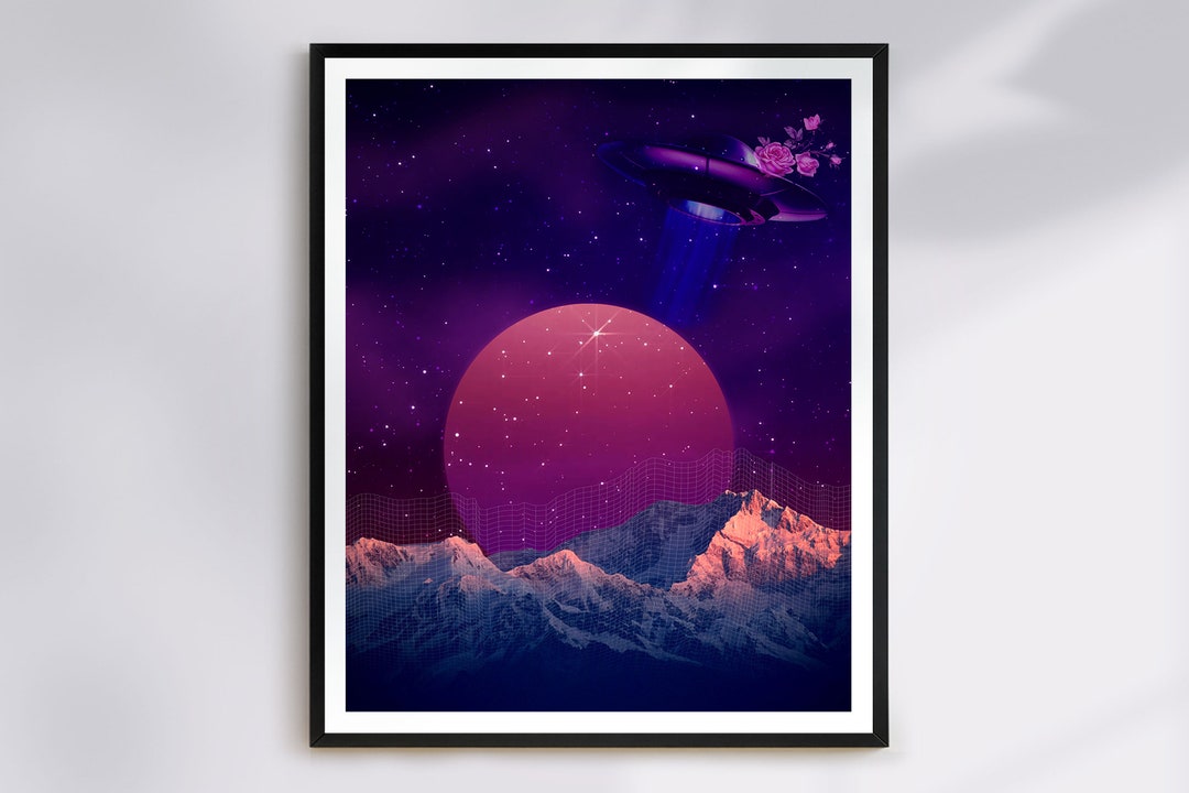 Vaporwave Space Collage Art Print | Surreal Wall Decor, Trippy Collage ...