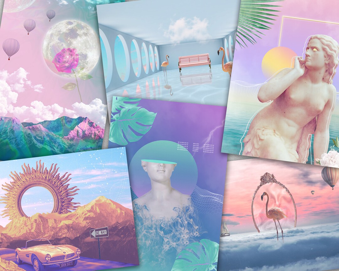 Dreamy Collage Art (set of 6) | Handmade Postcard Print Designs ...