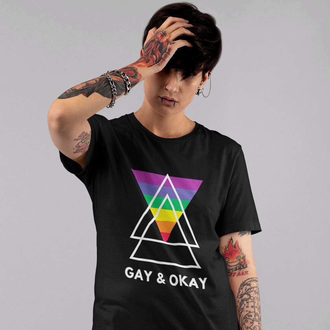 Rainbow Lgbtq Unisex T Shirt Tee Shirt Imprimé Gay And Etsy
