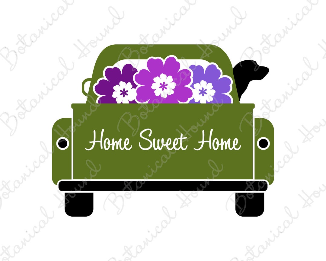 Truck With Dog and Flowers SVG Cut File for Cricut and Silhouette - Etsy