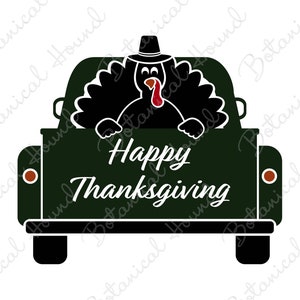 Happy Thanksgiving Turkey in Truck SVG Festive Thanksgiving Truck With ...