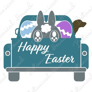 Happy Easter Truck With Bunny Eggs and Dog SVG Cutting File for Cricut ...