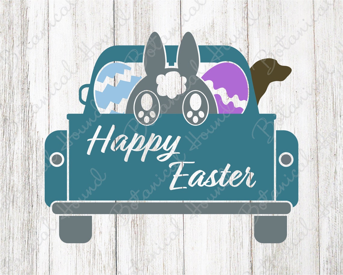 Happy Easter Truck With Bunny Eggs and Dog SVG Cutting File - Etsy