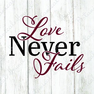 Love Never Fails SVG Cut File for Cricut and Silhouette - Etsy