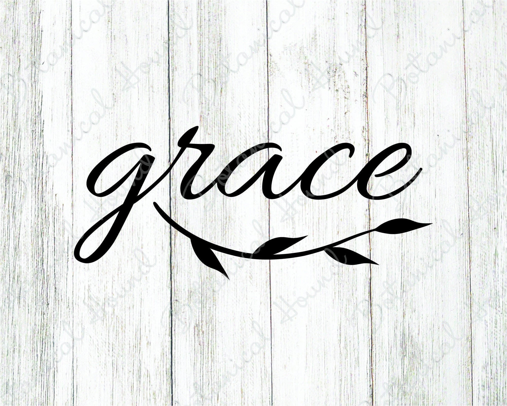 Grace SVG Grace With Foliage Accent SVG Grace Sign SVG - Etsy