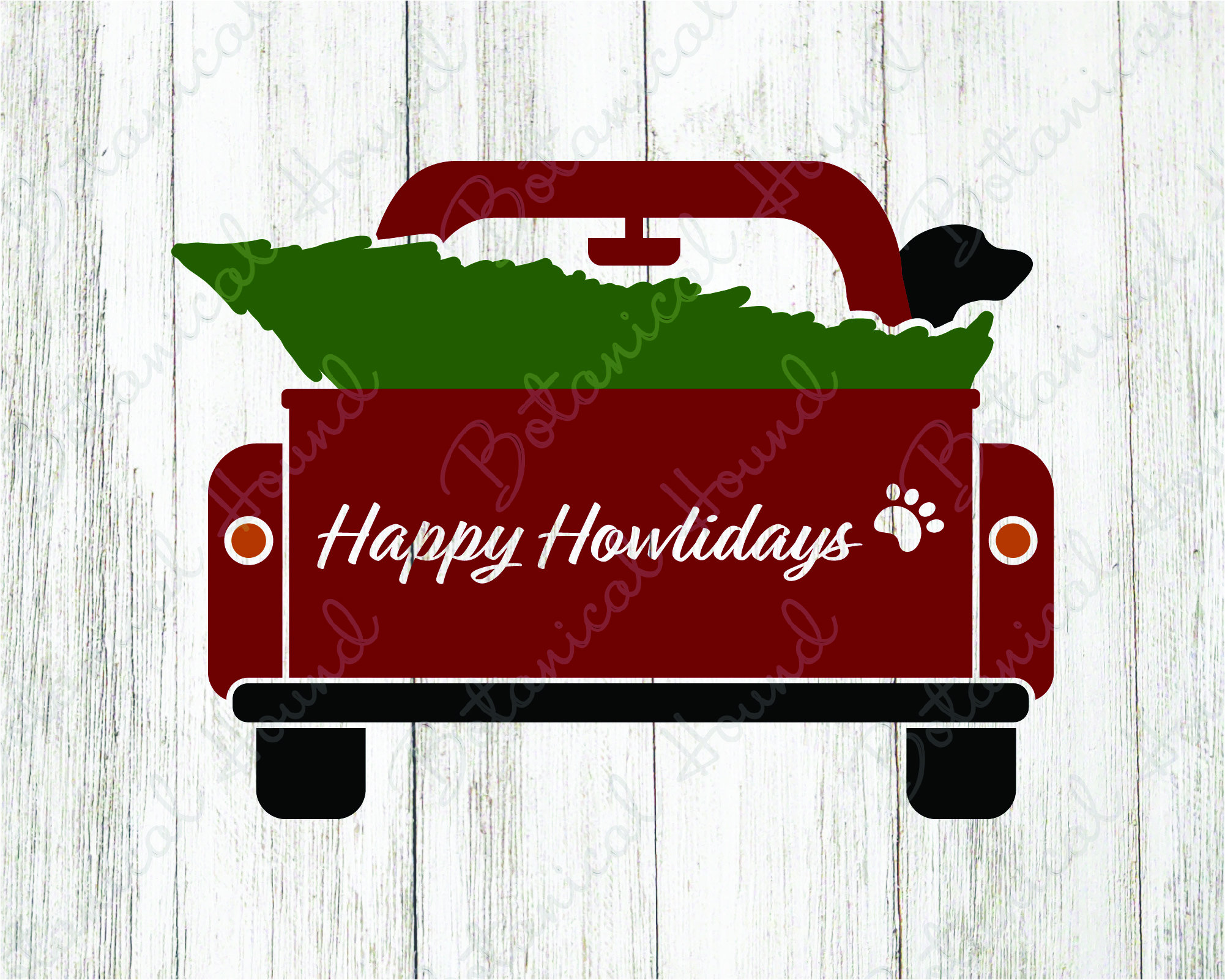 Happy Howlidays Truck With Dog Paw Print and Tree SVG for - Etsy