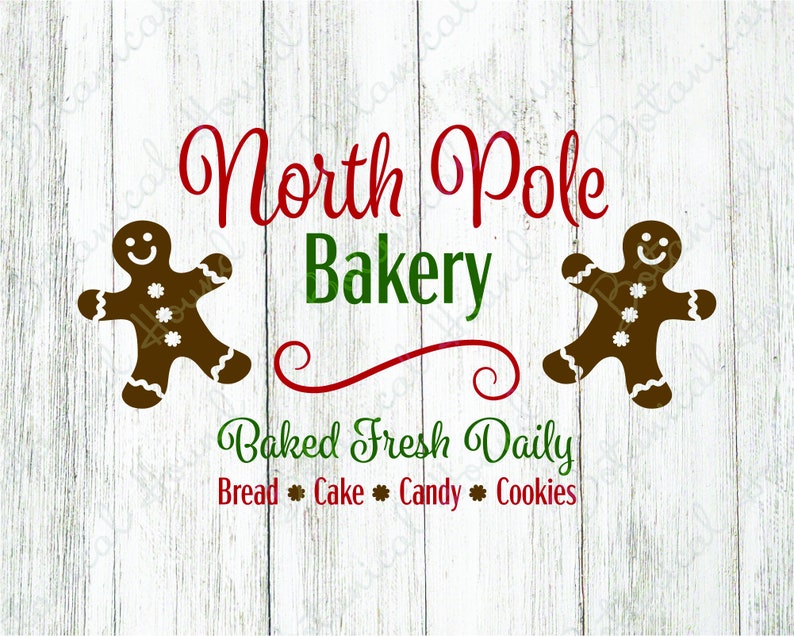 North Pole Bakery Svg Gingerbread Svg Christmas Holiday Svg Winter Svg