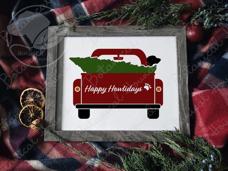 Happy Howlidays Truck With Dog Paw Print and Tree SVG for - Etsy