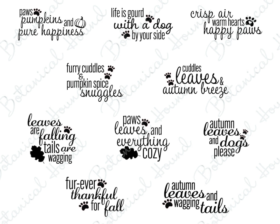 Fall Themed Dog SVG Bundle Cut File for Cricut and Silhouette - Etsy