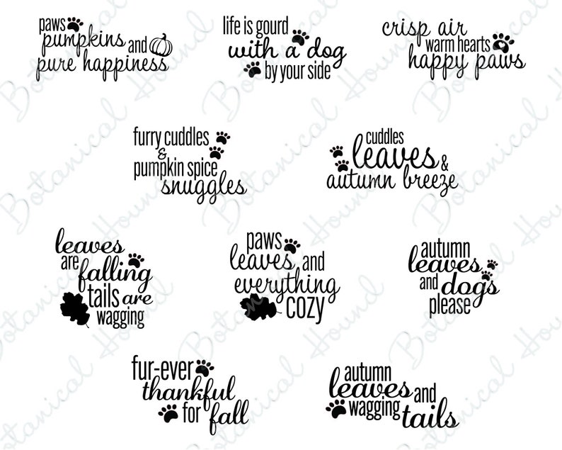 Fall Themed Dog SVG Bundle Cut File for Cricut and Silhouette - Etsy