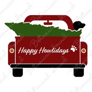 Happy Howlidays Truck With Dog Paw Print and Tree SVG for Cricut and ...