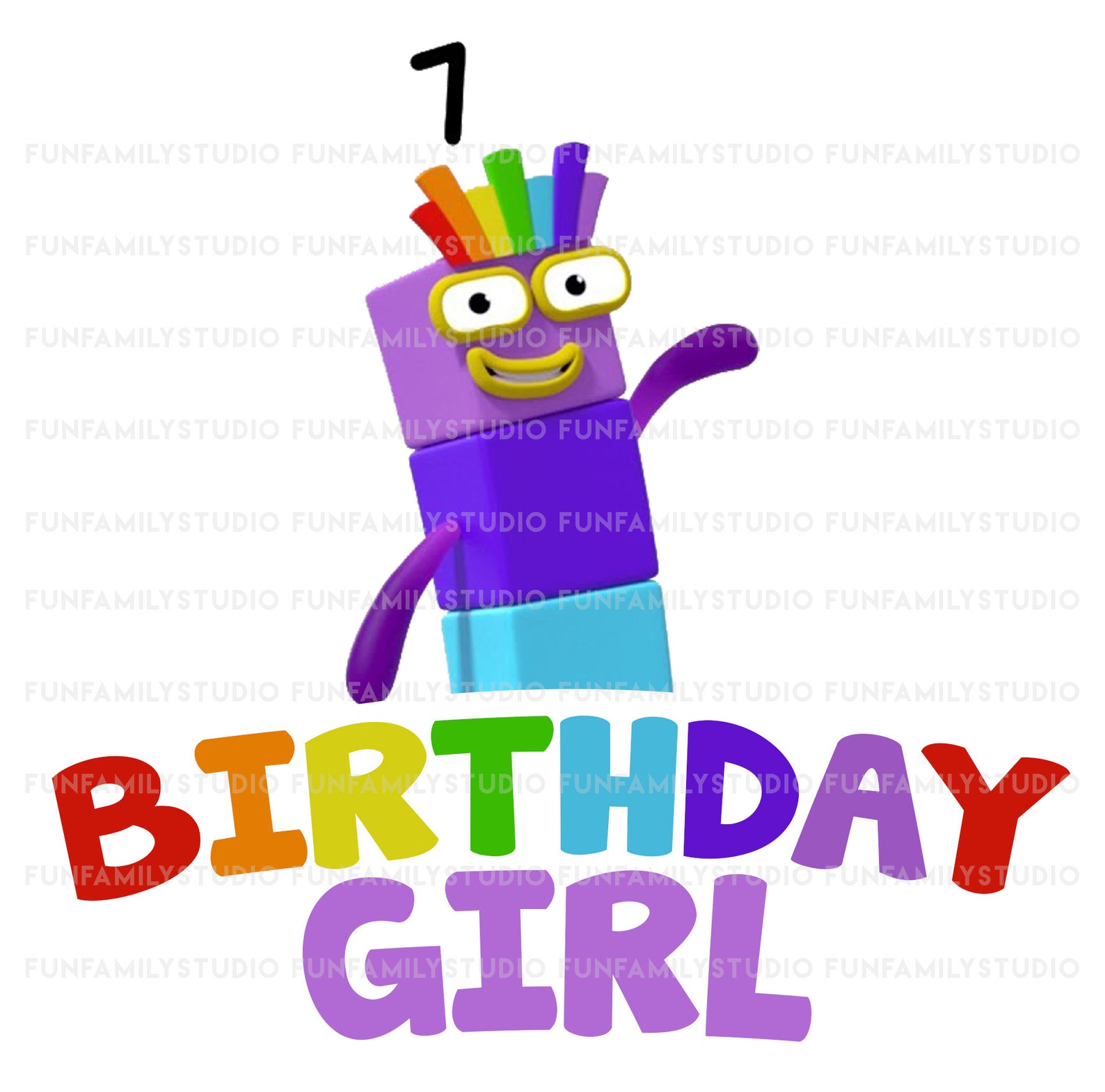 Numberblocks Birthday Girl Design Girl 7th Birthday - Etsy