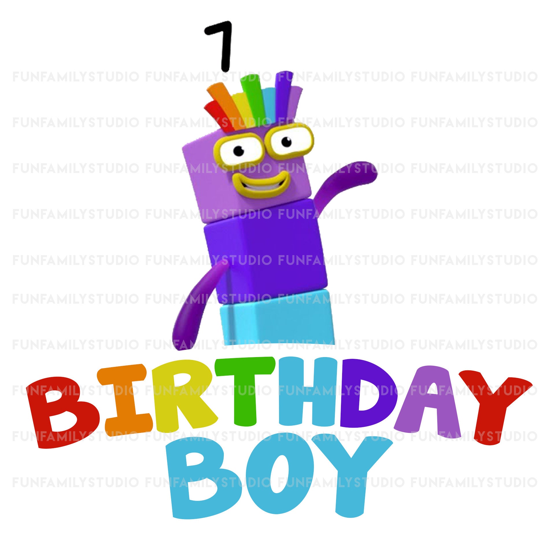 Numberblocks Birthday Boy Design, Boy 7th Birthday Printable File for T ...