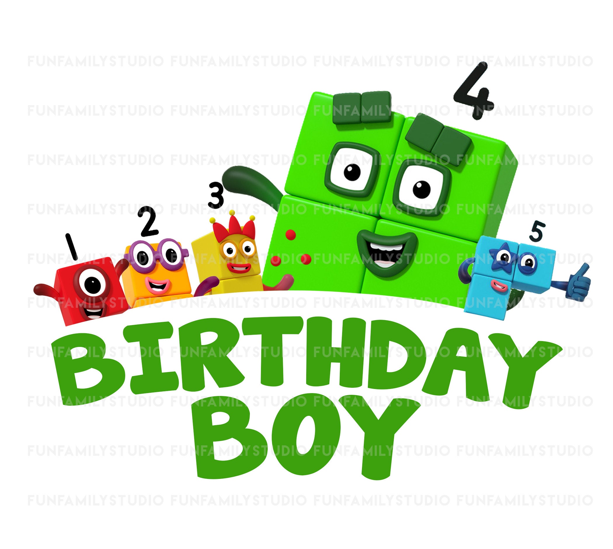 Numberblocks Birthday Boy Design Boy 4th Birthday Printable | Etsy