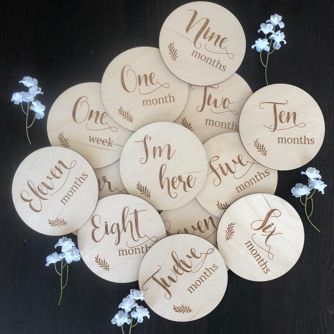 Baby Milestone Signs, Monthly Milestone Markers, Set of 14 Tiles, 4 ...