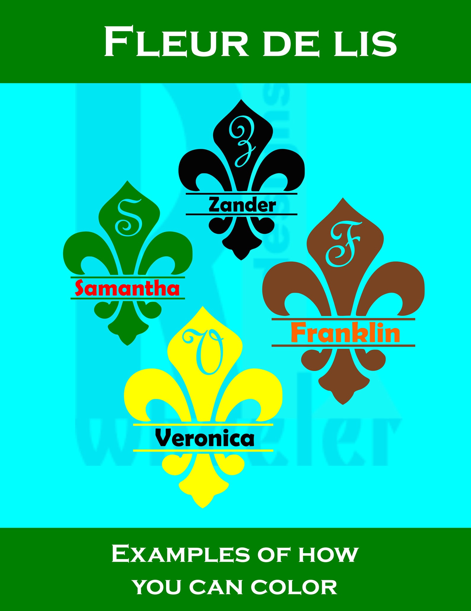 Fleur De Lis Monogram Alphabet - Split Monogram SVG/PNG, Bundle Split ...