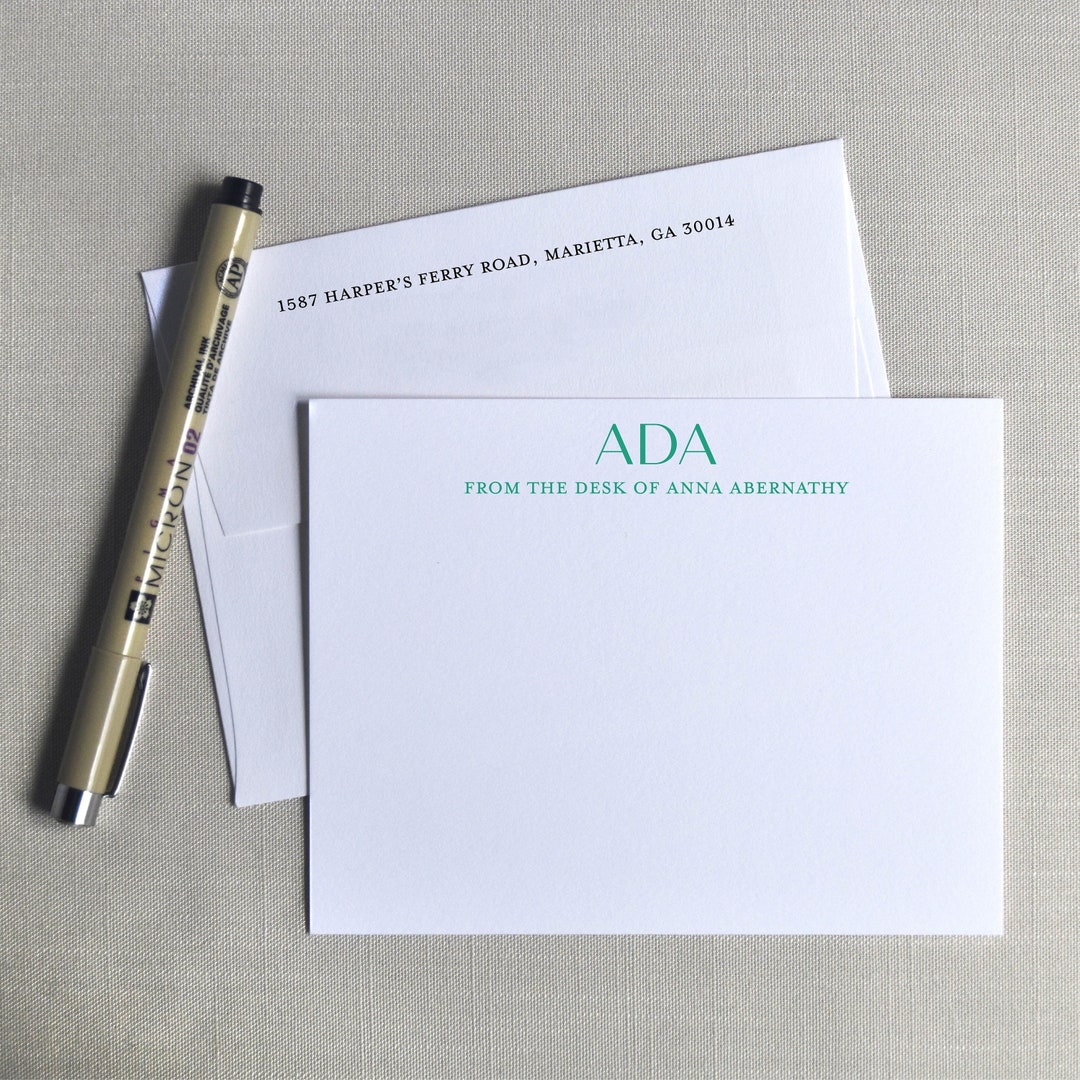Personal Stationery With Monogram, Custom Stationery Set With Envelopes ...