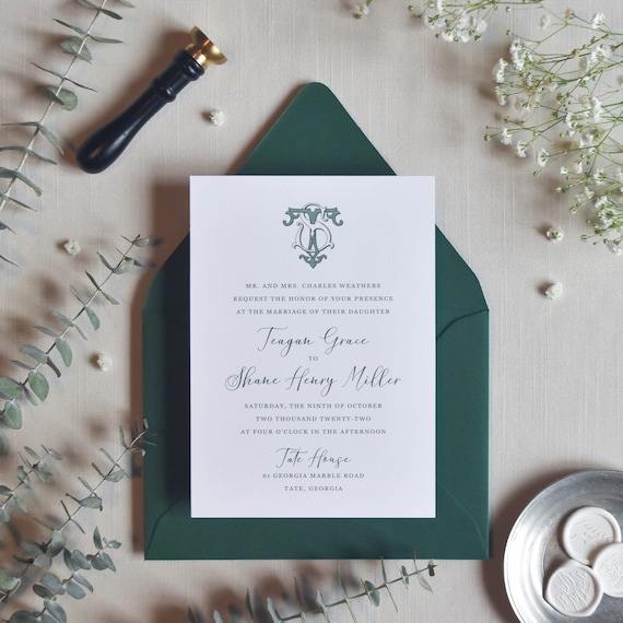 Monogram Wedding Invitation Card