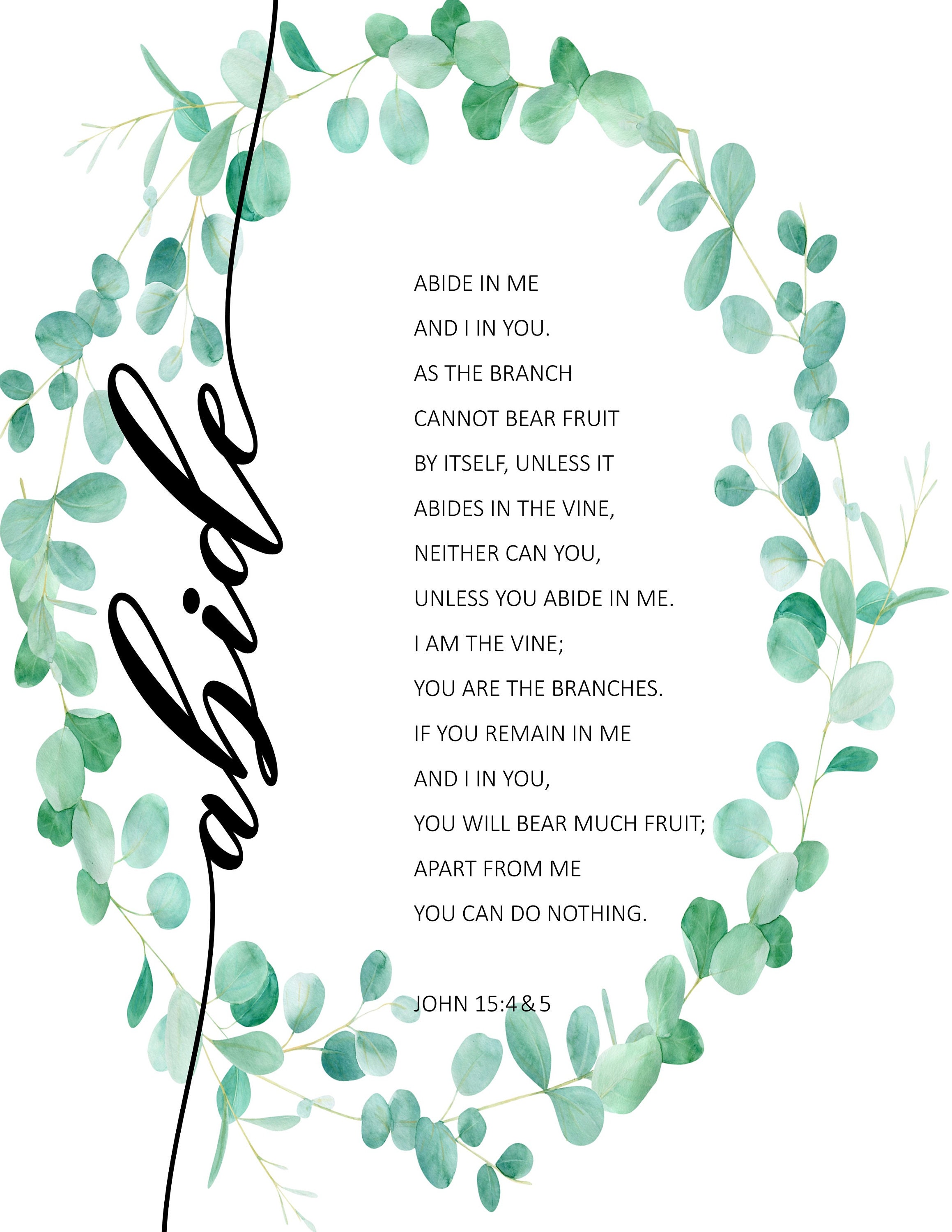 Digital Print Bible Verse John 15:4&5 - Etsy
