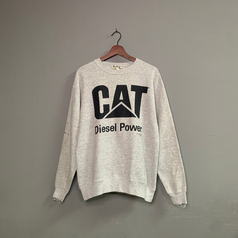 Vintage Cat Diesel Power Caterpillar Big Logo Sweater Sweatshirt Made ...