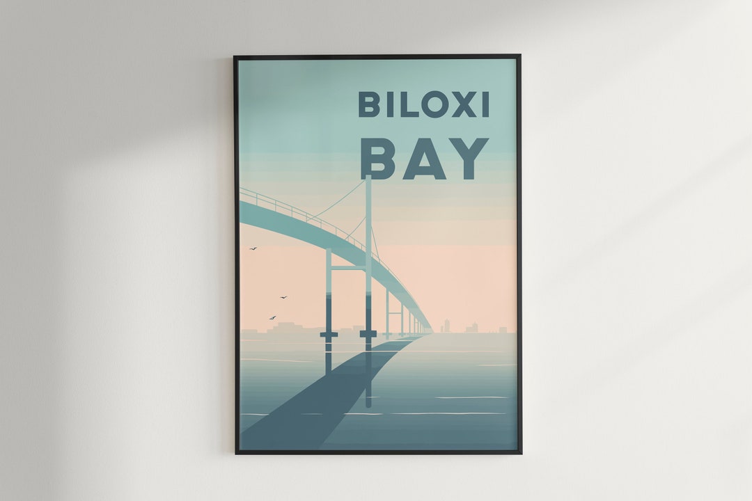 Biloxi Bay, Mississippi Travel Poster - Etsy