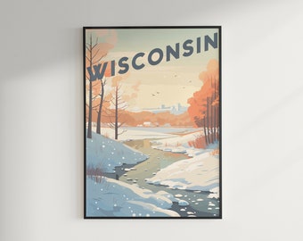 Wisconsin Travel Poster, Vintage Style Poster,home, Wall Art, Travel ...