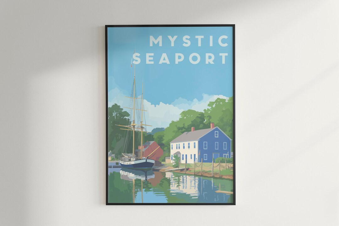 Mystic Seaport, Connecticut Travel Poster - Etsy