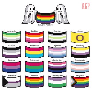 Spooky Ghosts With Pride Flags LGBTQIA+ Gay Pride - Counted Cross ...