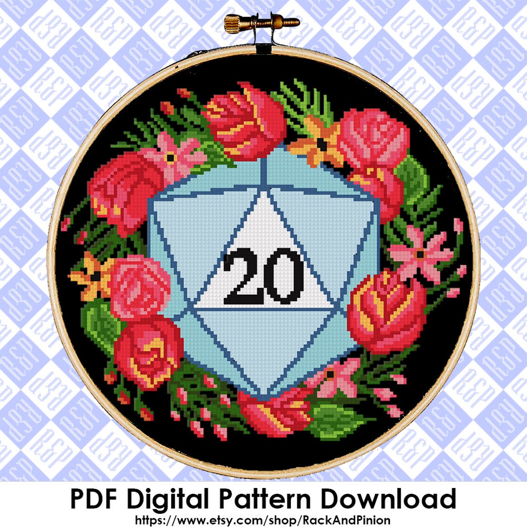 D20 in Flower Wreath Dungeons and Dragons 5e Polyhedral Dice DND D&D ...