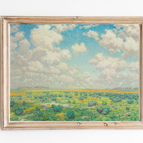 ART PRINT Vintage Valley Landscape Vintage Oil Painting | Etsy