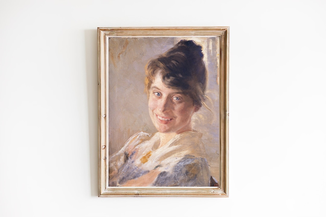 ART PRINT | Vintage Girl Portrait Oil Painting | Classic Female ...