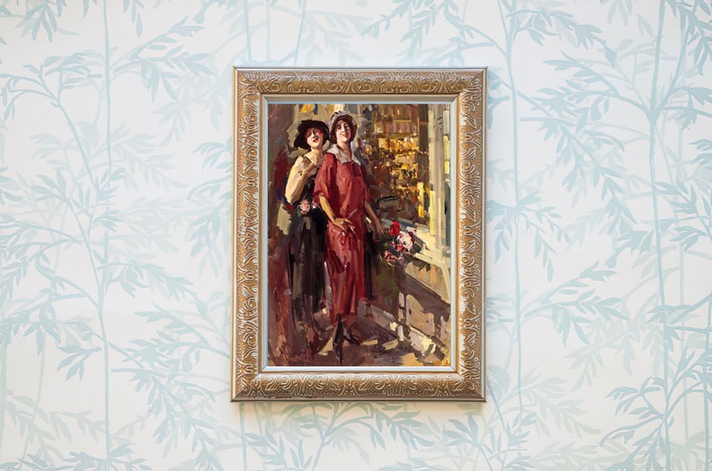 ART PRINT | Vintage Fashion Wall Art Print | Two Girls at the Window ...