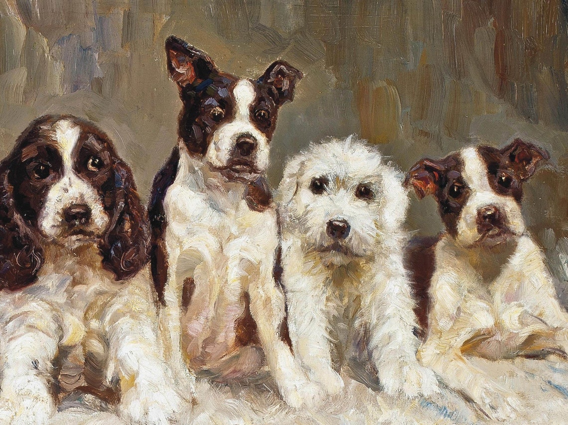 ART PRINT Pet Oil Painting Multiple Dogs Portrait - Etsy