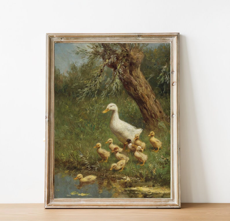ART PRINT Goose and Gosling Oil Painting White Goose Wall | Etsy